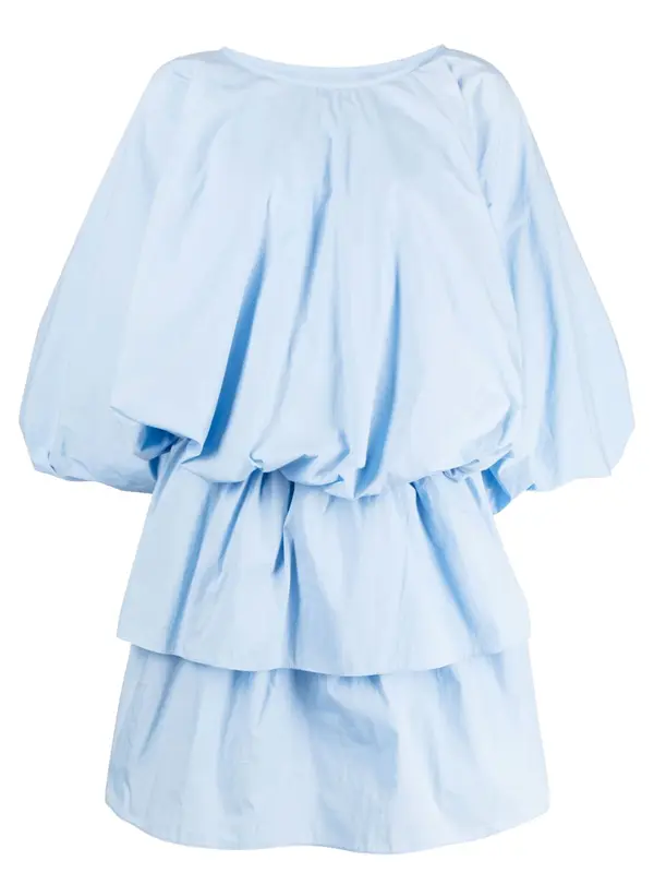 Goen.j Balloon-sleeves Poplin Dress - Blue