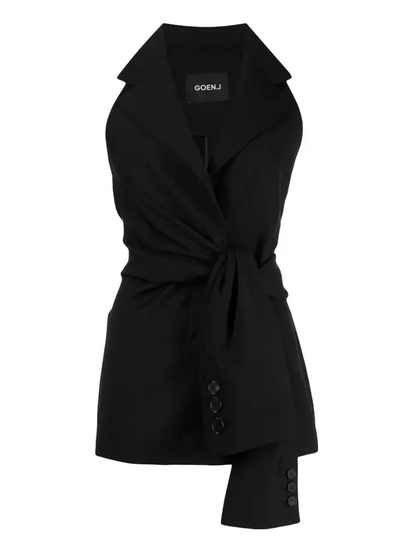 Goen.j Knot-detailed Sleeveless Blazer - Black