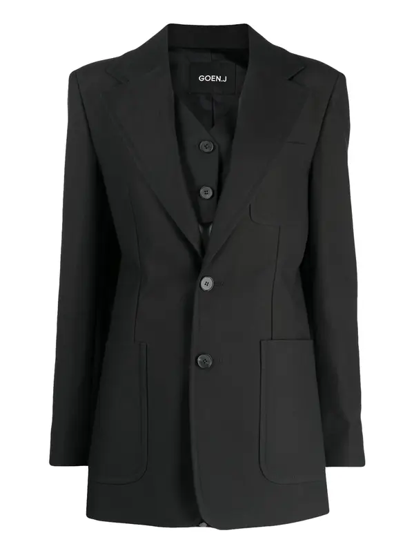 Goen.j Notched-lapel Single-breasted Blazer - Black