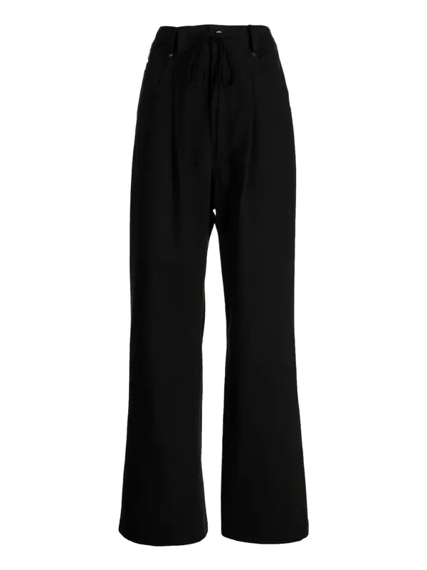 Goen.j Contrasting-panel Wide-leg Trousers - Black