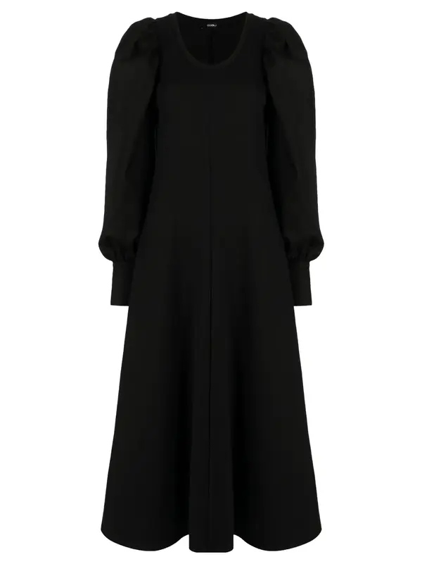 Goen.j Flared Puff-sleeve Ankle-length Dress - Black