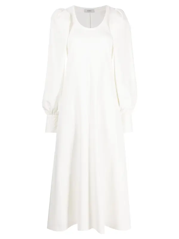 Goen.j Flared Puff-sleeve Dress - White
