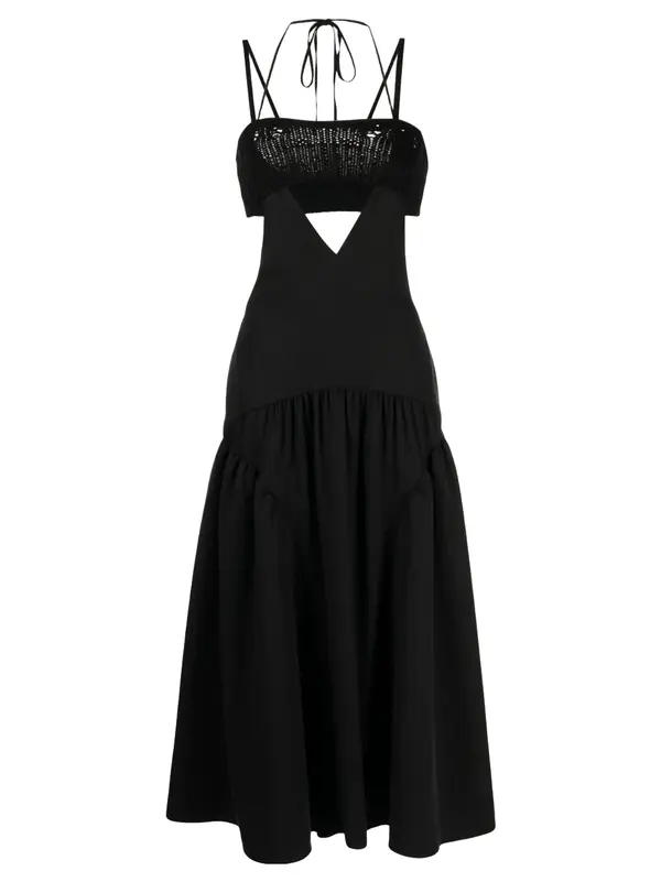 Goen.j Layered Crochet-top Ankle-length Dress - Black