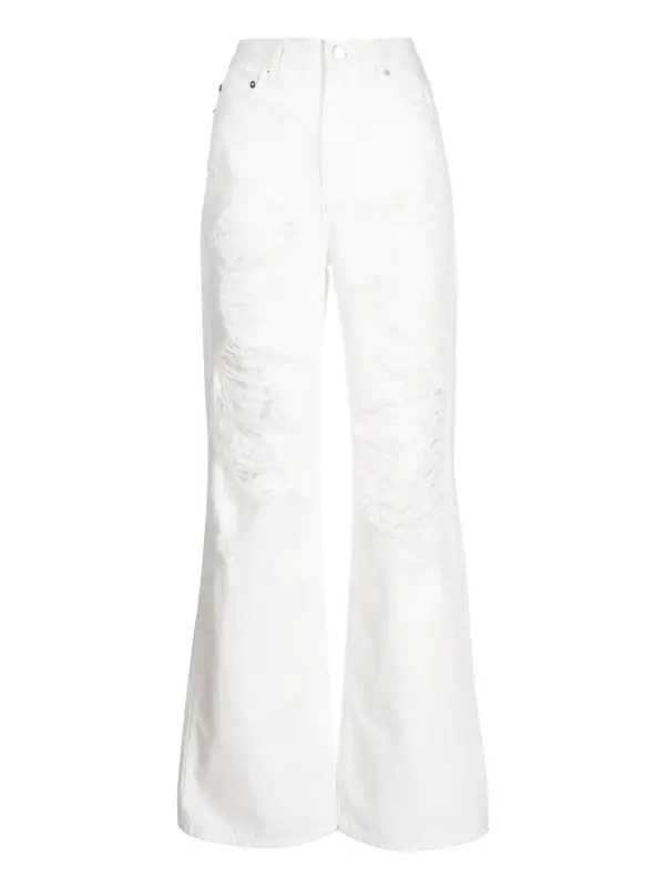 Goen.j Ripped High-rise Straight-leg Jeans - White