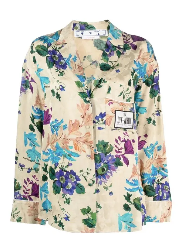 Off-White Floral Print Long-sleeve Shirt - Multicolour