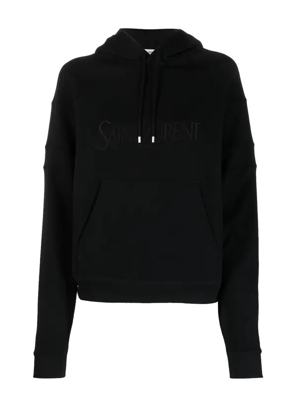 Saint Laurent Embroidered-logo Hoodie - Black