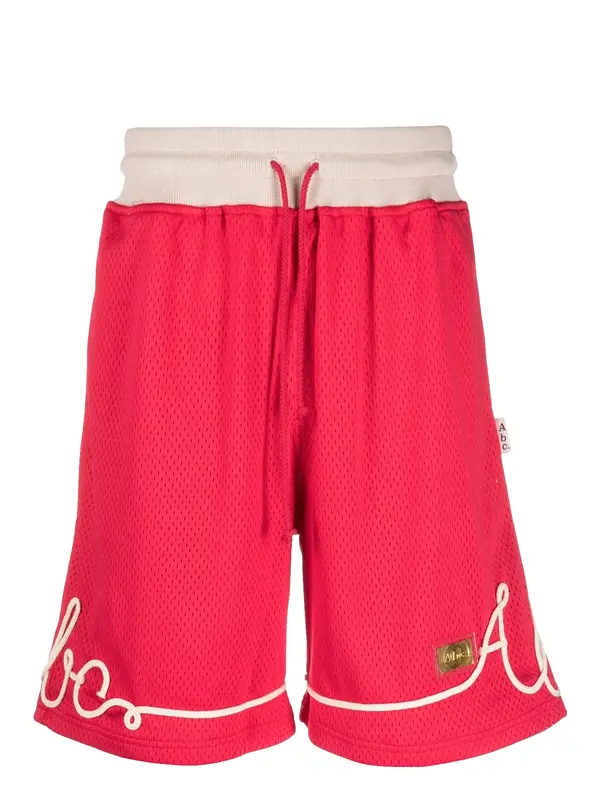 ADVISORY BOARD CRYSTALS Logo-appliqué Track Shorts - Red