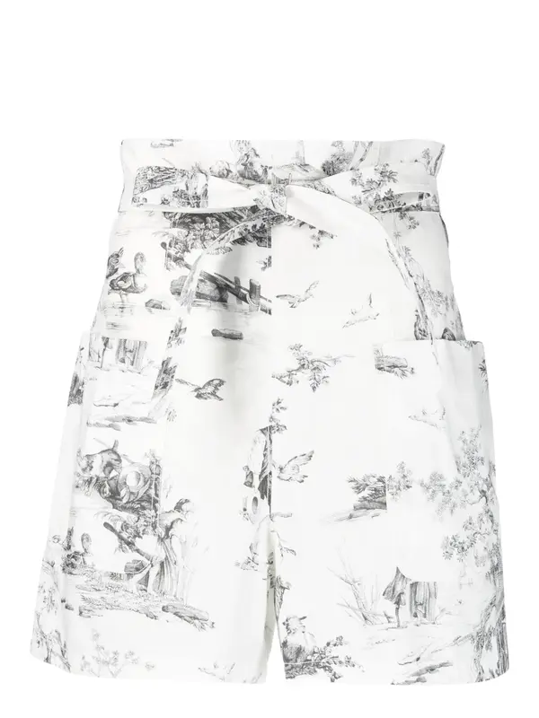 Philosophy Di Lorenzo Serafini Graphic-print Belted Shorts - White