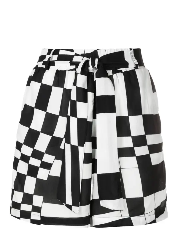 AMIR SLAMA Geometric-print Shorts - Black