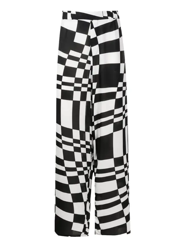 AMIR SLAMA Geometric-print Straight Trousers - Black