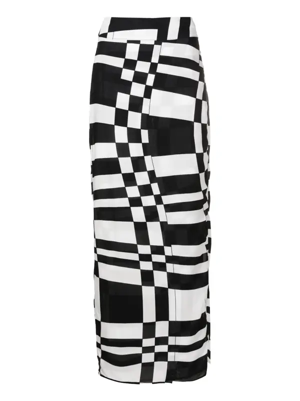AMIR SLAMA Geometric-print Midi Skirt - Black