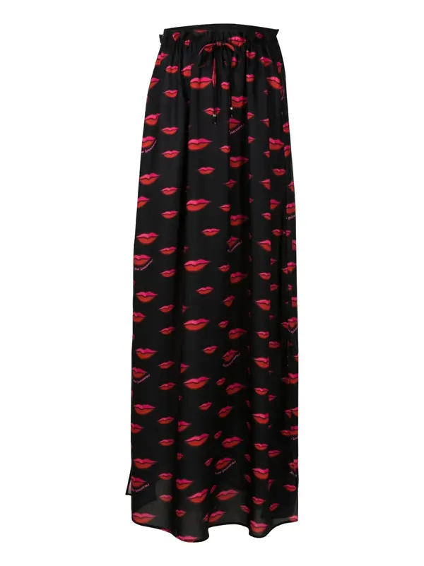 AMIR SLAMA Lip-print Maxi Skirt - Black