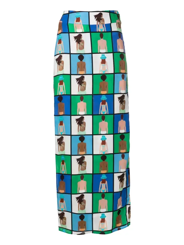 AMIR SLAMA Graphic-print Midi Skirt - Blue