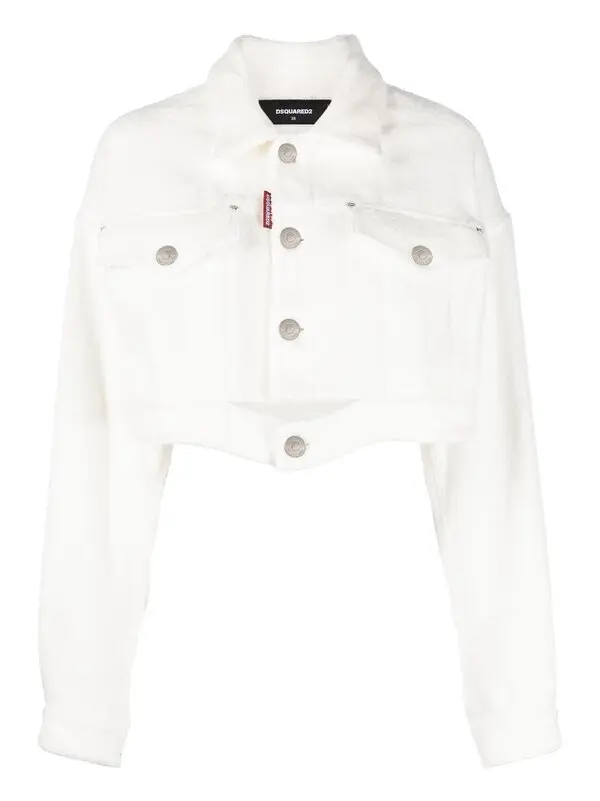 Dsquared2 Cropped Denim Jacket - White