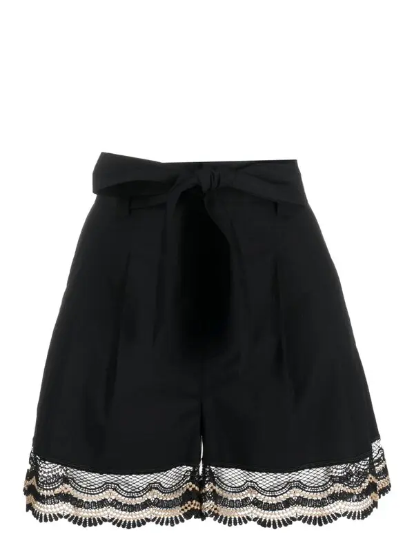 TWINSET Lace-trim Wide-leg Shorts - Black