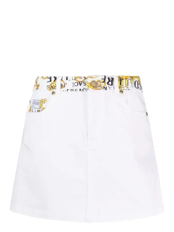 Versace Logo Couture Mini Skirt - White