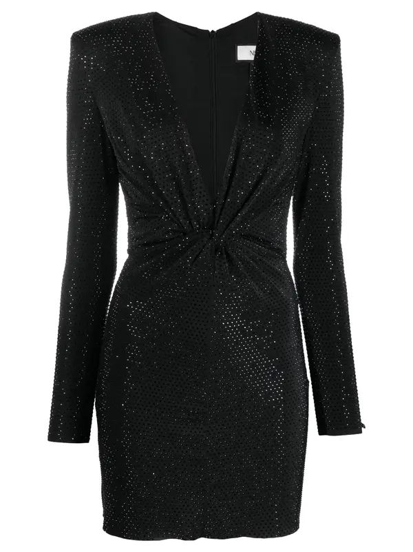 NISSA Crystal-embellished Mini Dress - Black