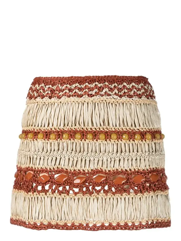 Alberta Ferretti Layered Crochet Skirt - Neutrals