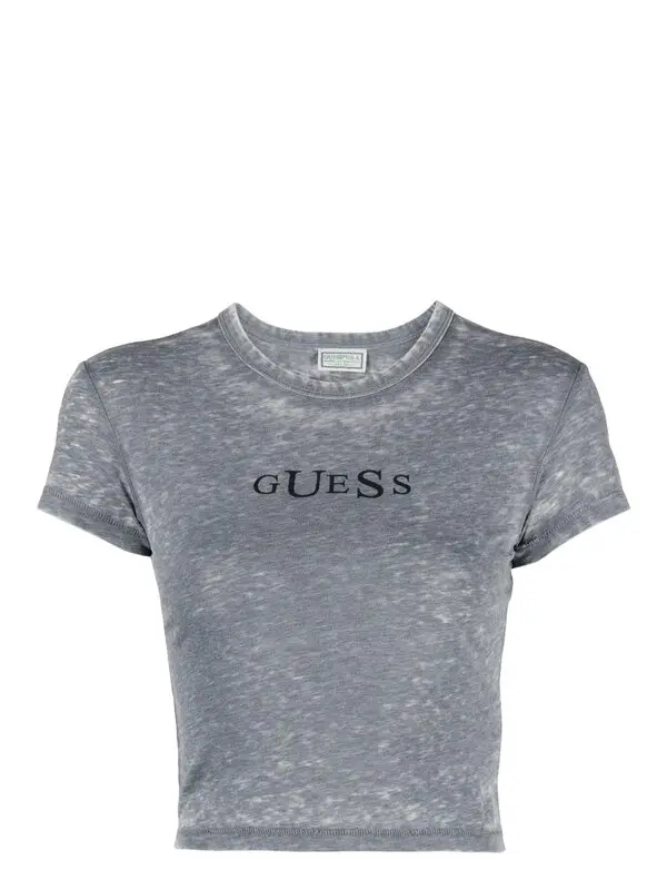 Guess Logo-print Cropped T-shirt - Black