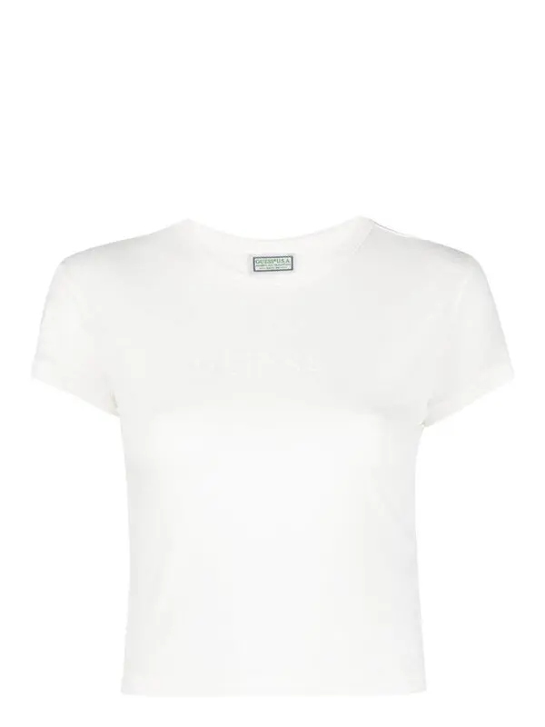 Guess Logo-print Cropped T-shirt - White