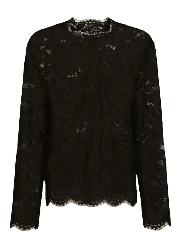 Dolce & Gabbana Floral-lace Single-breasted Jacket - Black