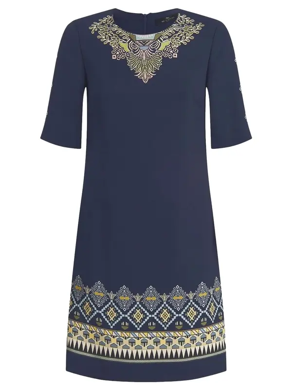 Etro Embroidered-design Short-sleeve Dress - Blue