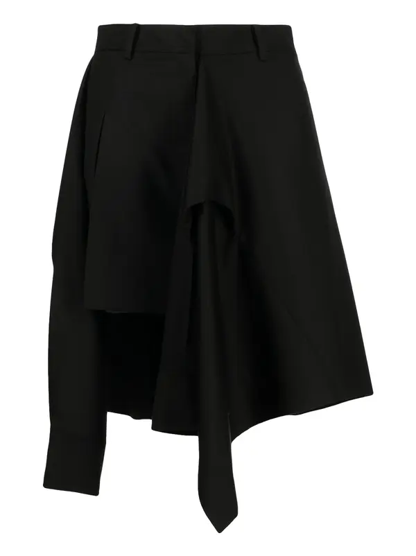 Goen.j Layered Asymmetric Skirt - Black