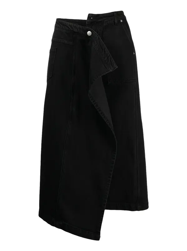 Goen.j Asymmetric Denim Skirt - Black
