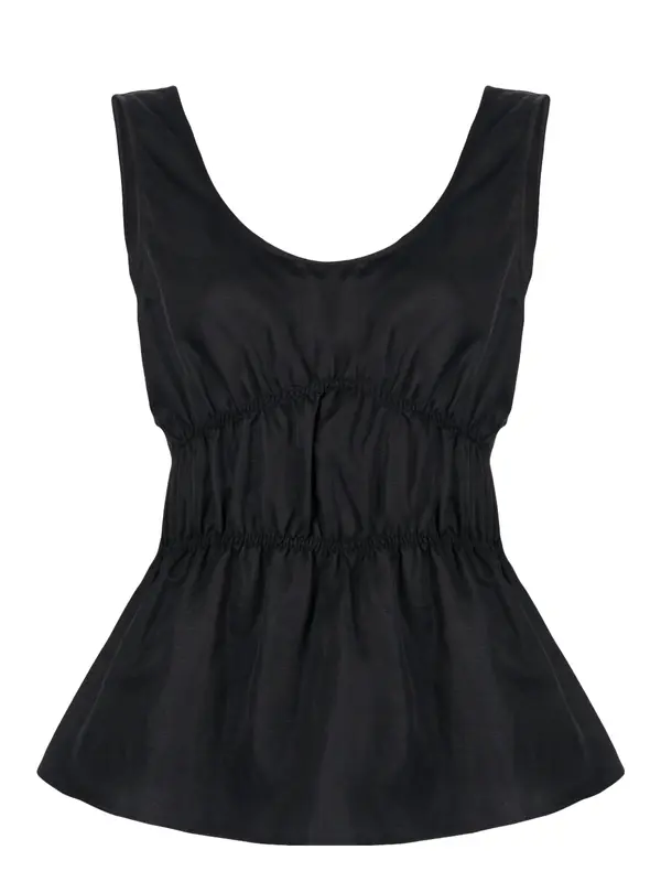 Goen.j Ruched Sleeveless Top - Black