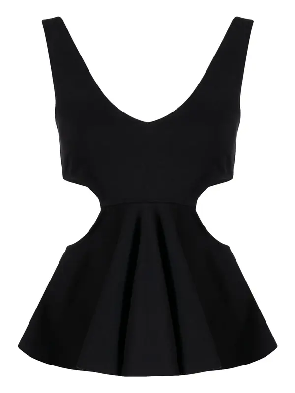 Goen.j Cut-out Ruffled Top - Black