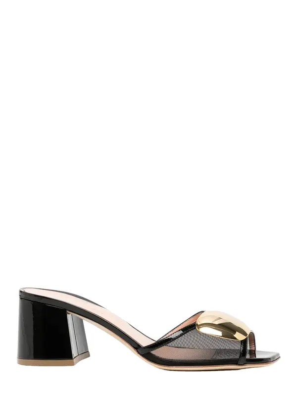 Rupert Sanderson Rounded-plaque Mid-heel Sandals - Black
