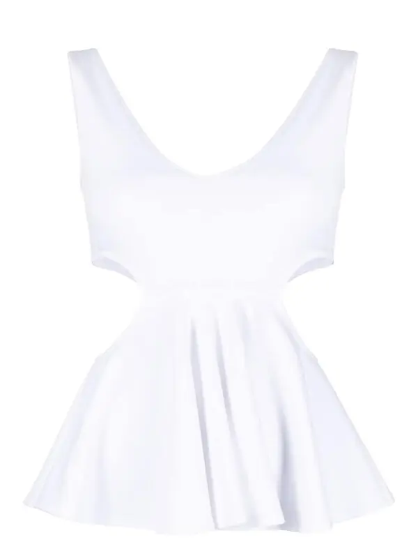 Goen.j Cut-out Ruffled Tank Top - White