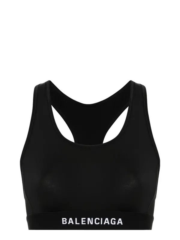 Balenciaga Logo-underband Sports Bra - Black