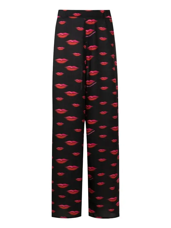 AMIR SLAMA Lips-motif Straight-leg Trousers - Black
