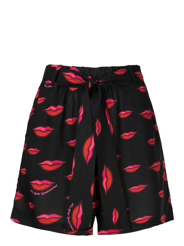 AMIR SLAMA Lip-print Shorts - Black
