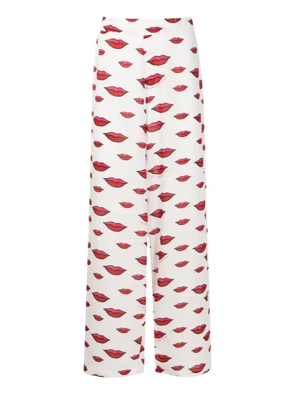 AMIR SLAMA Lips-motif Straight Trousers - White