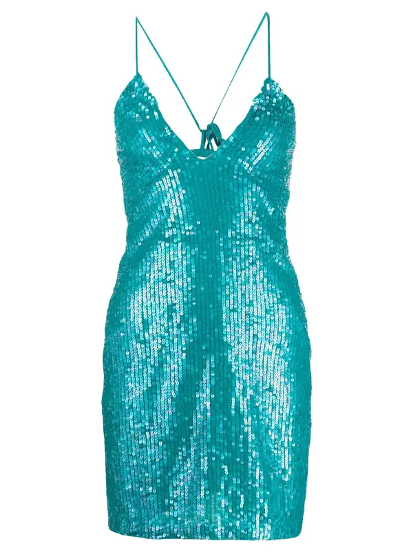 P.a.r.o.s.h Gleam Sequinned Mini Dress - Blue