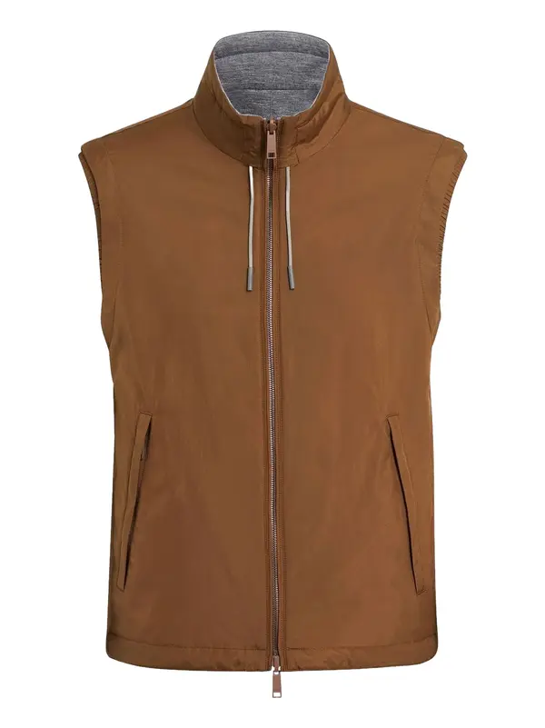 Zegna Reversible Zip-up Vest - Brown