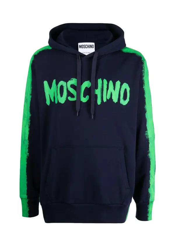Moschino Print Pullover Hoodie - Blue