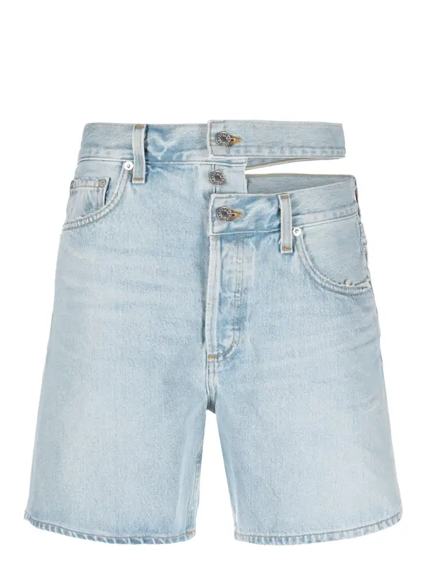 AGOLDE Asymmetric Denim Shorts - Blue