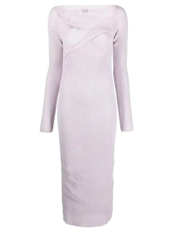 MRZ Cut-out Ribbed Knit Midi Dress - Purple