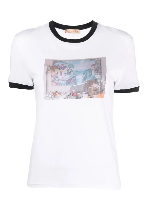 CORMIO Printed Cotton T-shirt - White