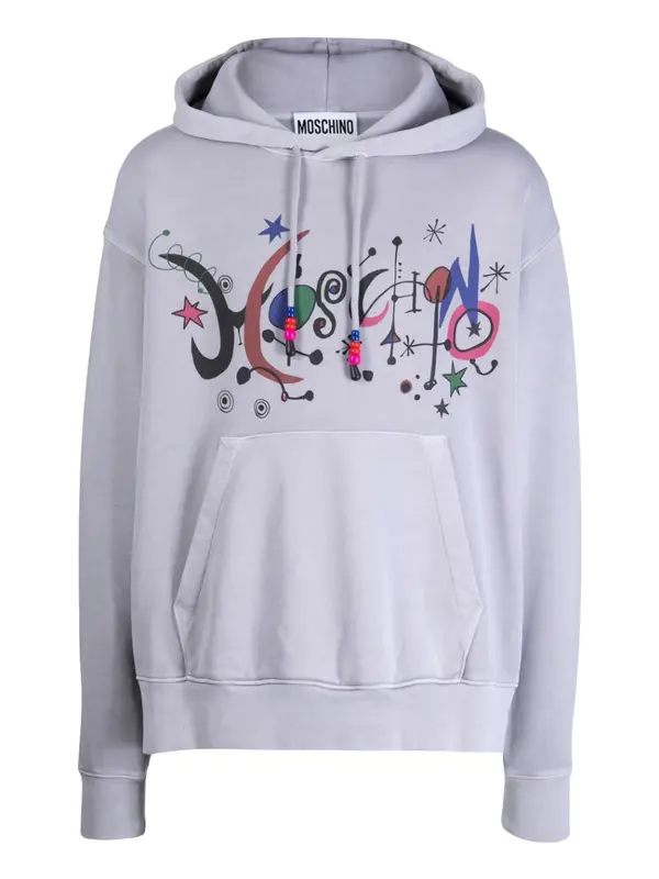 Moschino Logo-print Cotton Hoodie - Grey