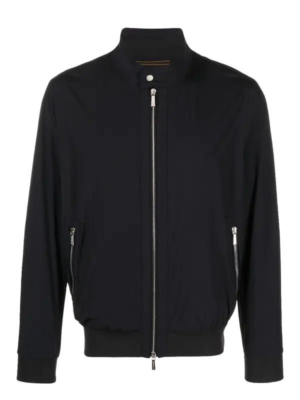 MOORER Zip-up Bomber Jacket - Blue