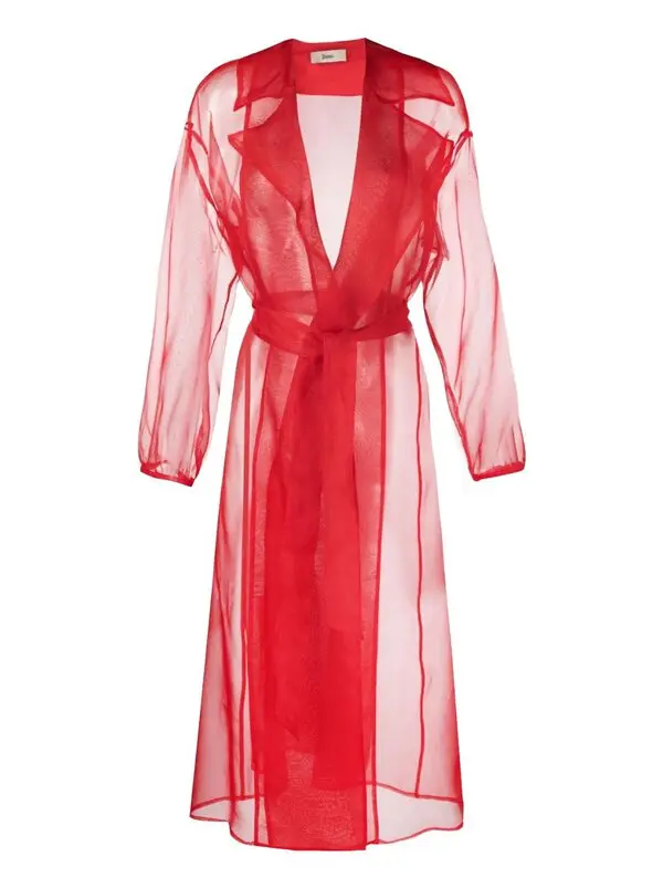 Herno Belted Sheer Silk Coat - Red