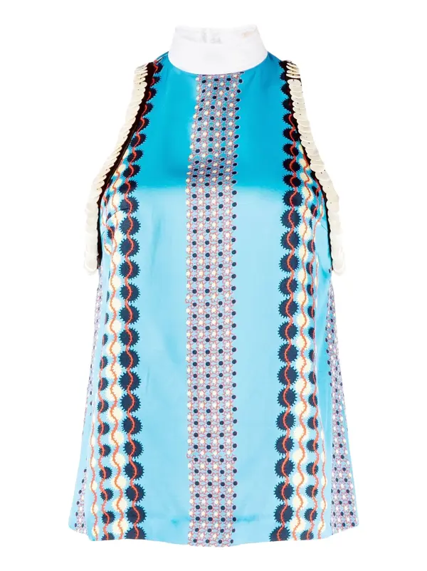 WALES BONNER Sleeveless Printed Top - Blue