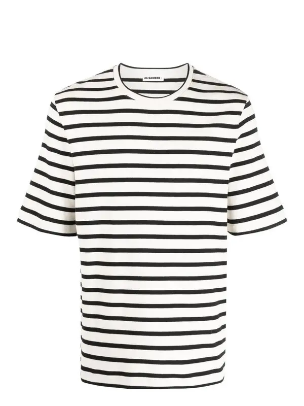 JIL SANDER Stripe-print Short-sleeved T-shirt - Neutrals