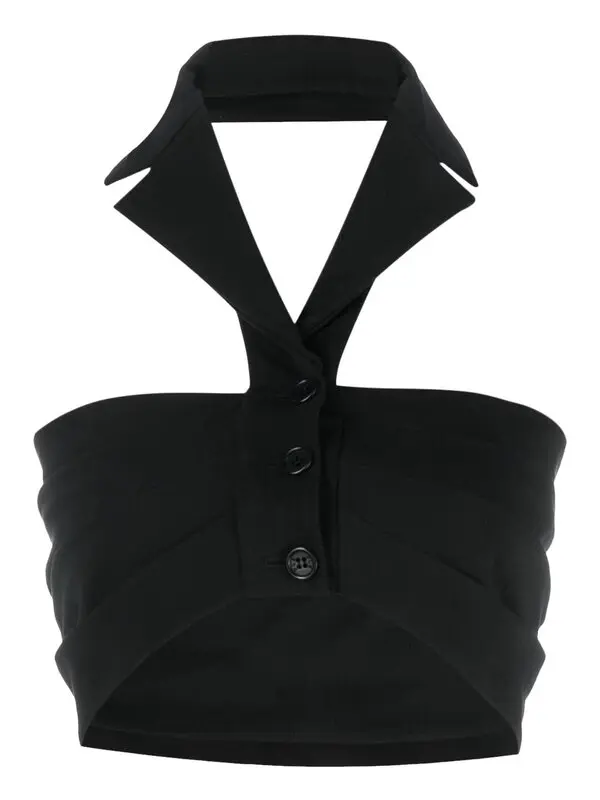 Philosophy Di Lorenzo Serafini Halterneck Buttoned Crop Top - Black