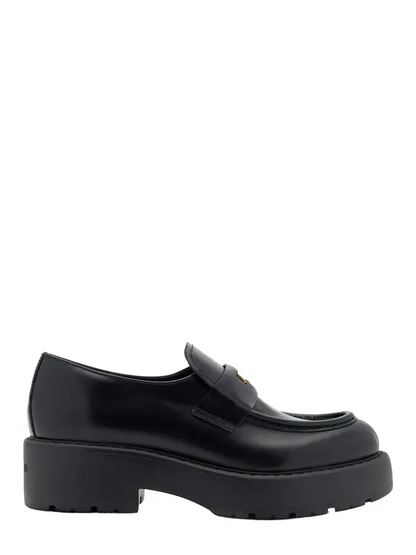 Miu Miu Decollete Leather Loafers - Black