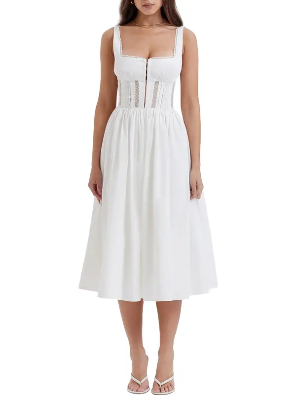 House Of Cb Perle Lace Corset Sundress - White